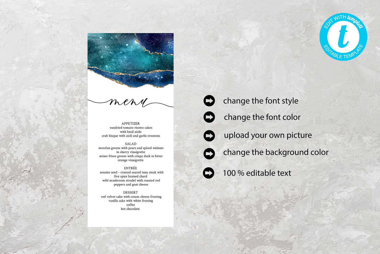 Menu Card Template Birthday Menu Galaxy Menu Template for - Etsy