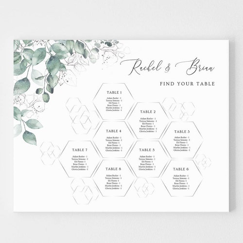 Hexagon Seating Chart Template Wedding Seating Chart - Etsy