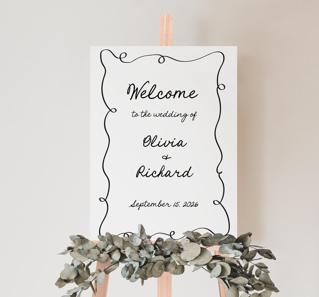 Handwritten Welcome Sign, Whimsical Wedding Sign, Scribble Doodle ...