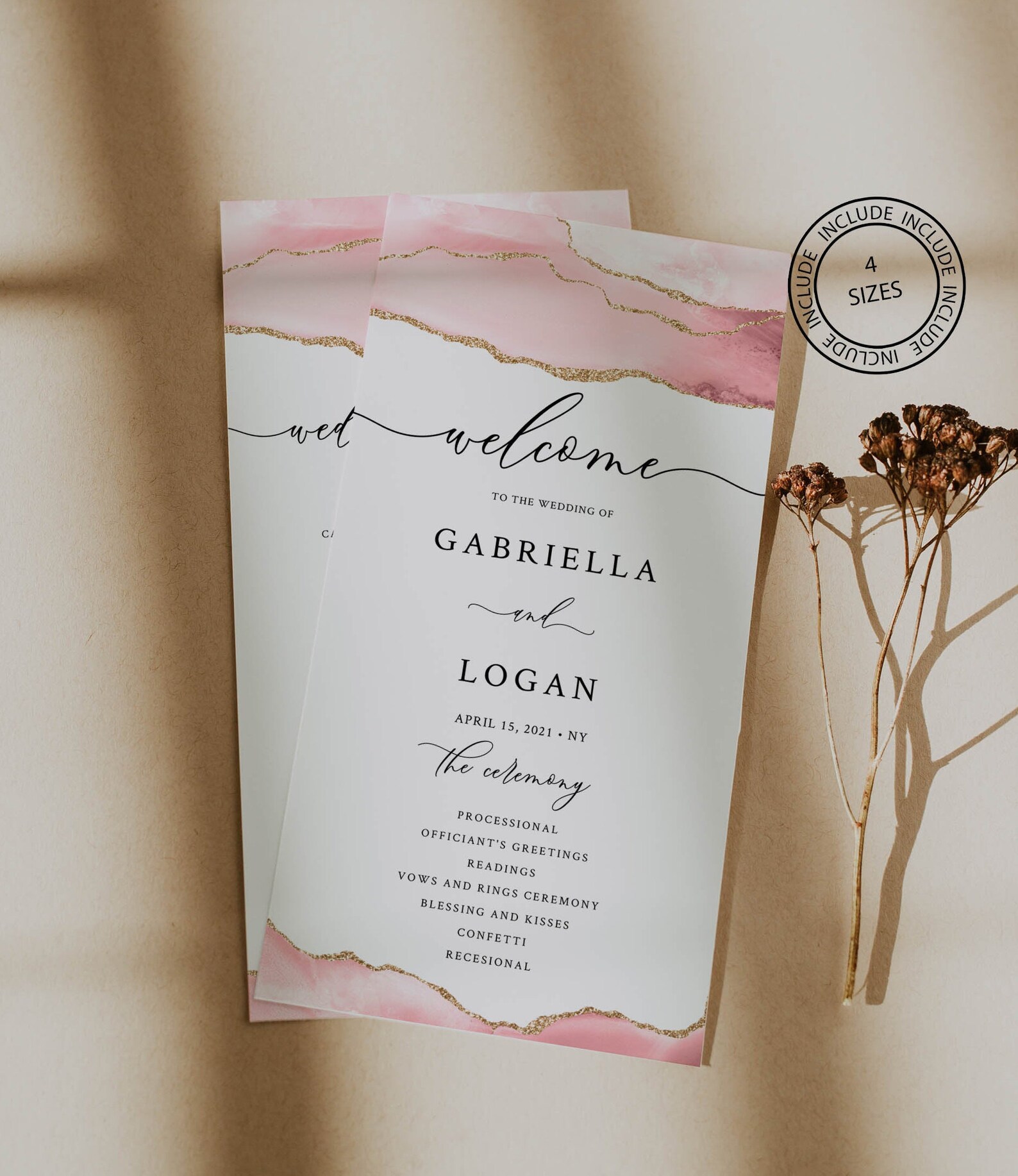 Wedding Invitation Bundle Blush and Gold Wedding Invitation | Etsy