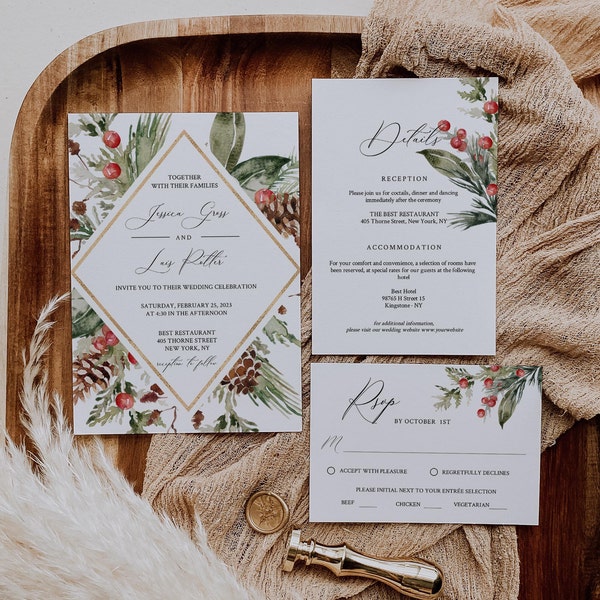 Christmas Wedding Invitations - Etsy