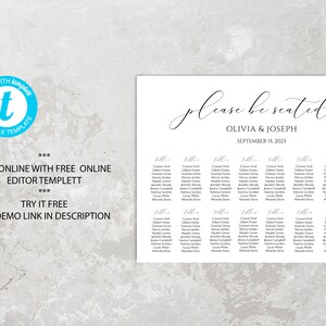 Seating Chart 16 Tables, Wedding Seating Chart Template, Wedding ...