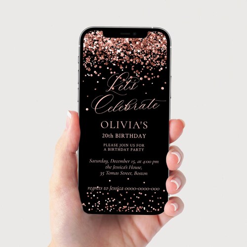 70th Birthday Party Invitation Rose Gold Pink Glitter Foil Etsy Australia