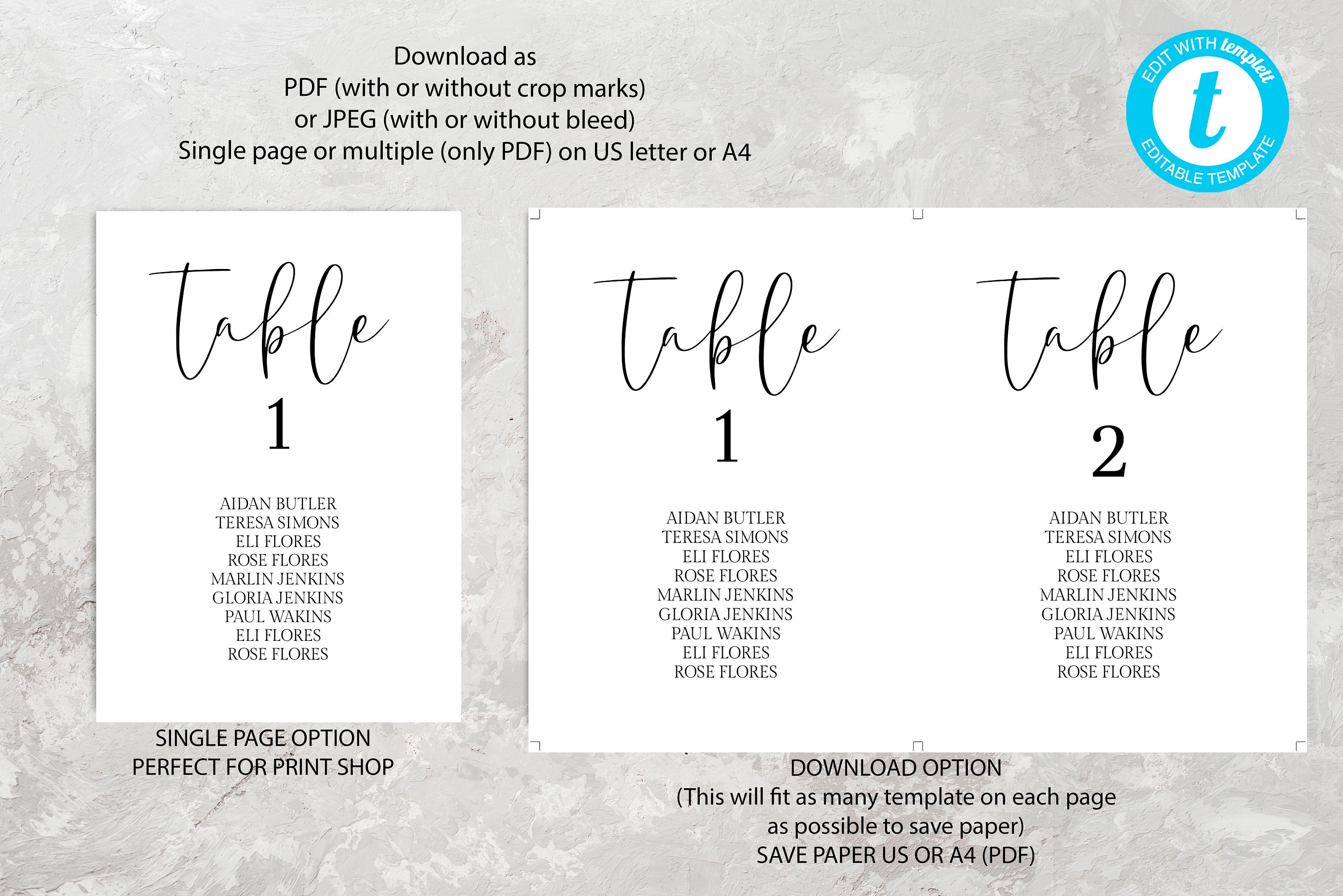 Wedding Seating Chart Cards Template Wedding Table Chart - Etsy