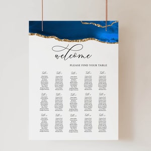 Wedding Seating Chart Royal Blue and Gold, Seating Chart Plan, Seating ...