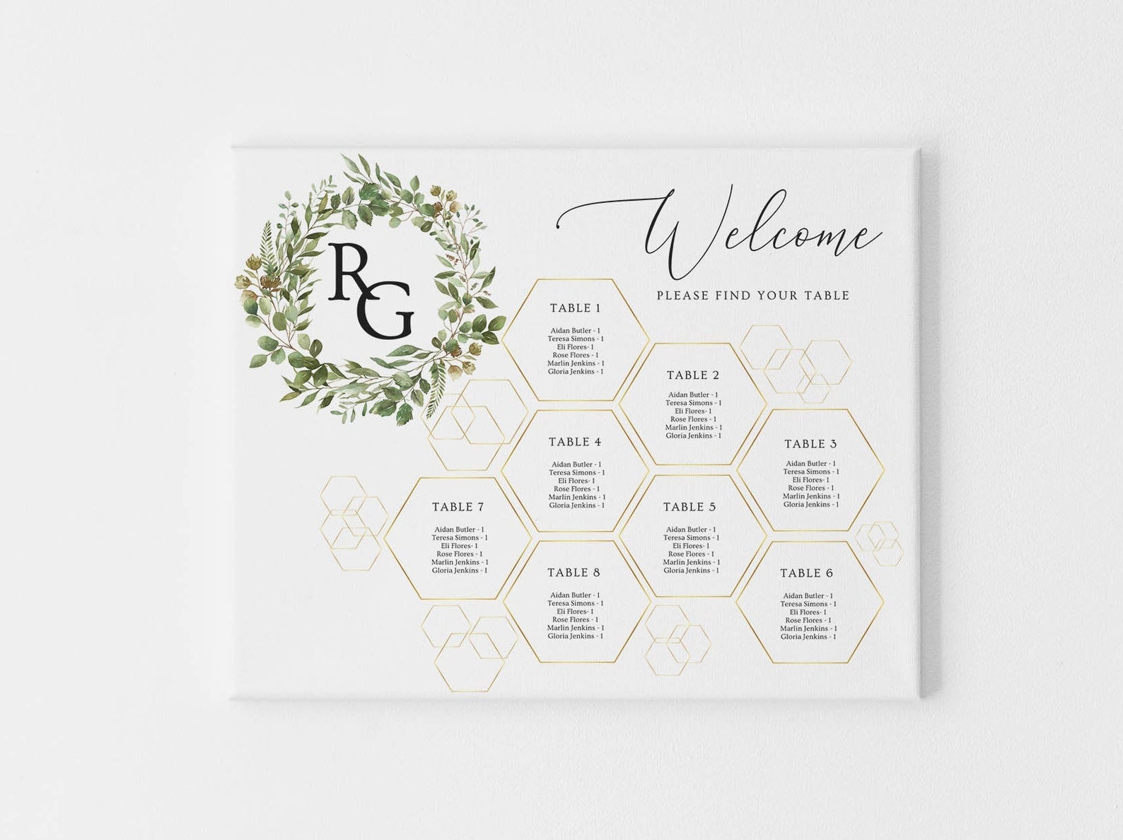 Wedding Seating Chart Hexagon Template Geometric Seating - Etsy
