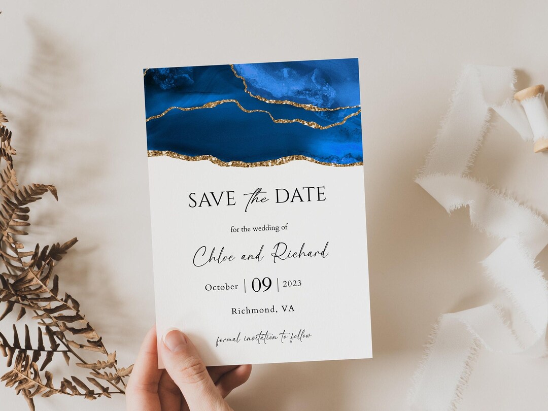 Save the Date Royal Blue, Wedding Save the Date Template, Royal Blue ...