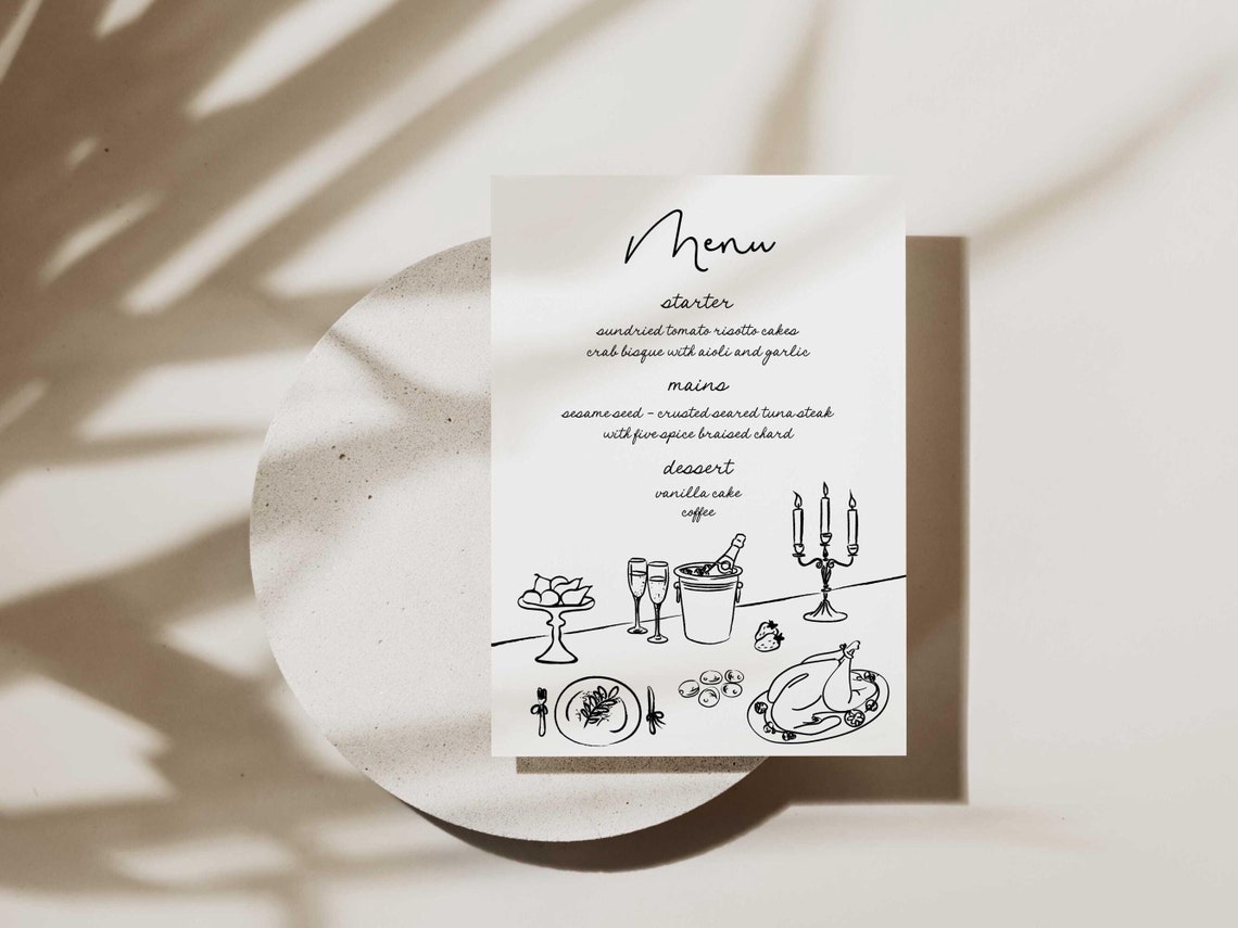 Whimsical Menu Card Template: Hand-drawn Doodle Design (editable ...