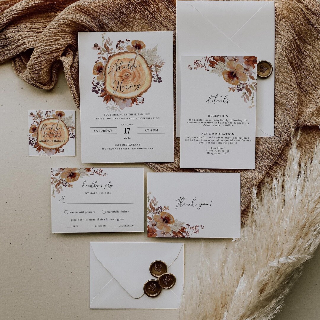 Wedding Invitation Fall, Wedding Invitation Rustic Autumn, Wedding ...