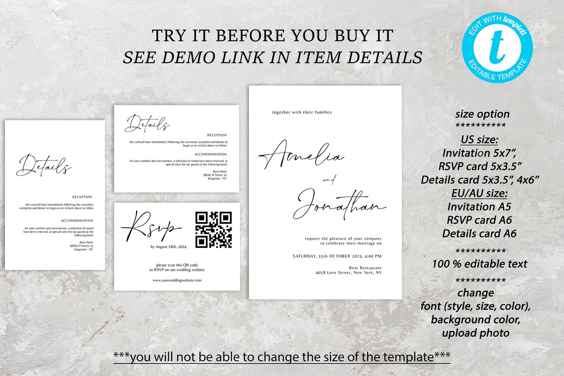 Wedding Invitation QR Code Rsvp Wedding Invitation With Rsvp - Etsy