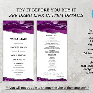 Purple and Gold Wedding Program Template, Ceremony Program, Purple ...