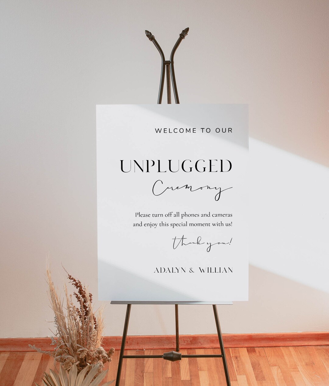 Modern Unplugged Ceremony Sign, Minimalist Unplugged Wedding Welcome ...