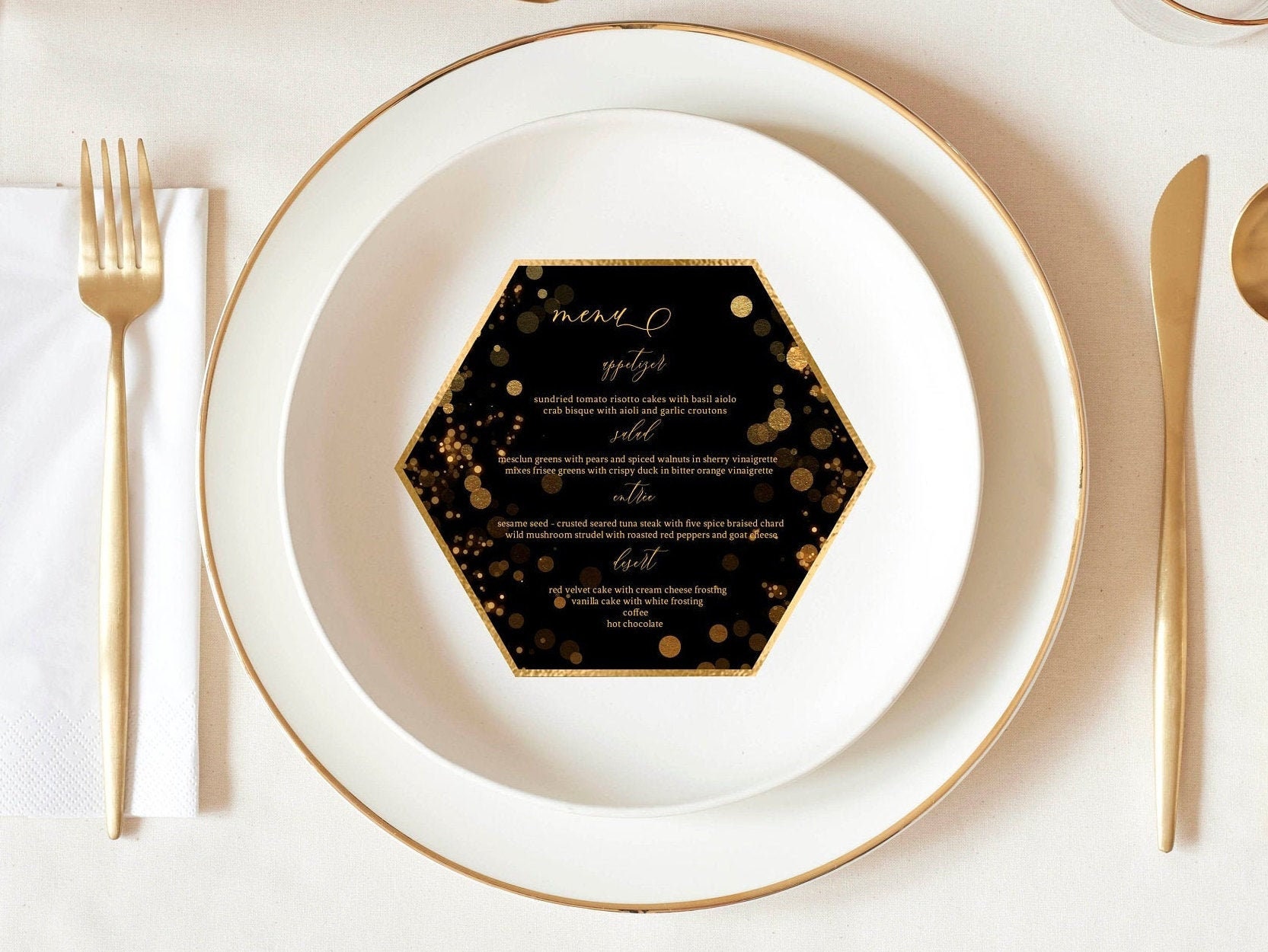 Hexagon Menu Card Template Menu Cards Dinner Party Birthday | Etsy