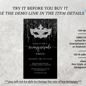 Masquerade Party Invitation Template, Masquerade Text Message ...