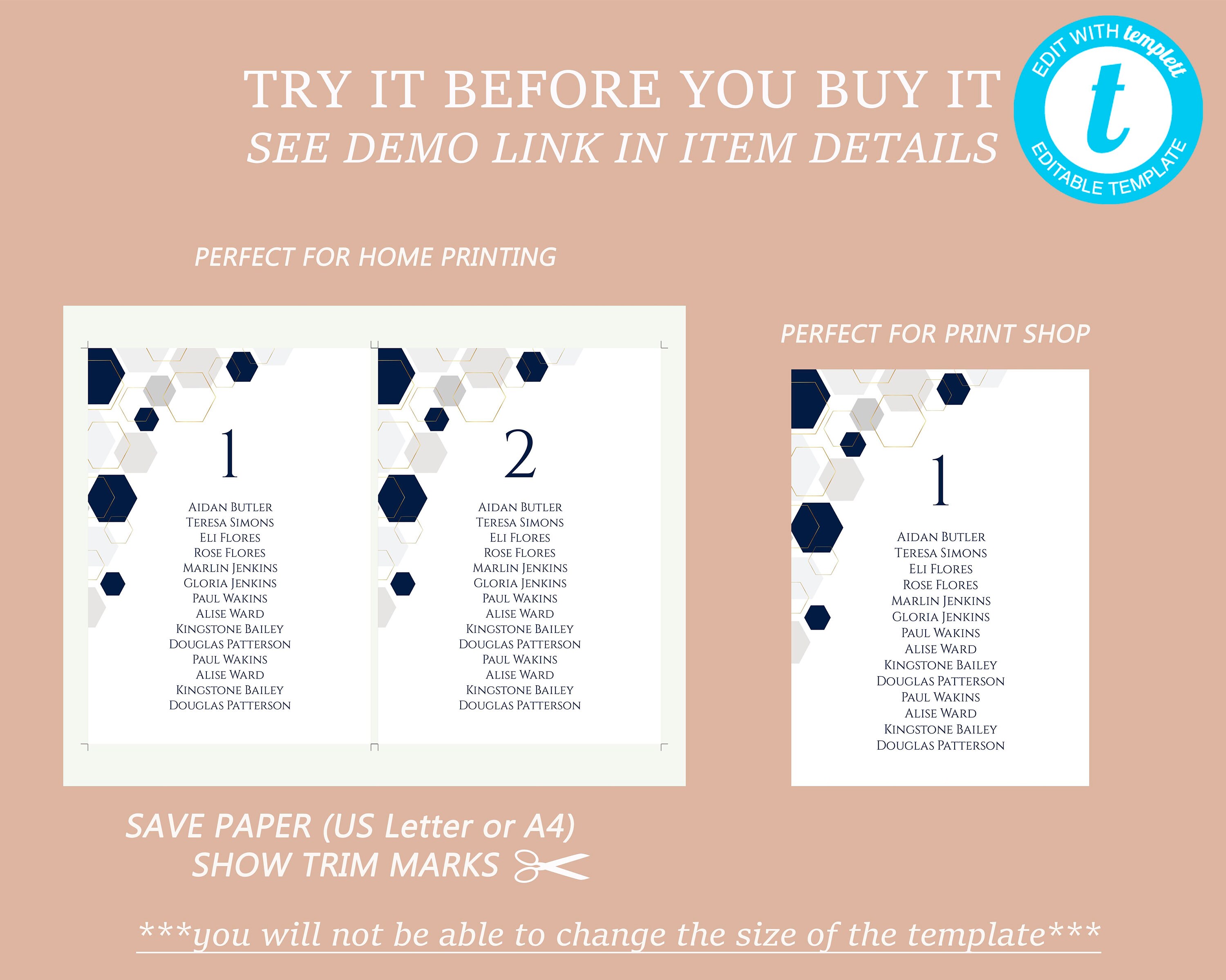 Hexagon Seating Chart Hanging Seating Chart Geometric | Etsy