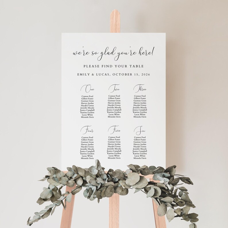 Seating Chart for 6 Tables Wedding Seating Chart Poster - Etsy