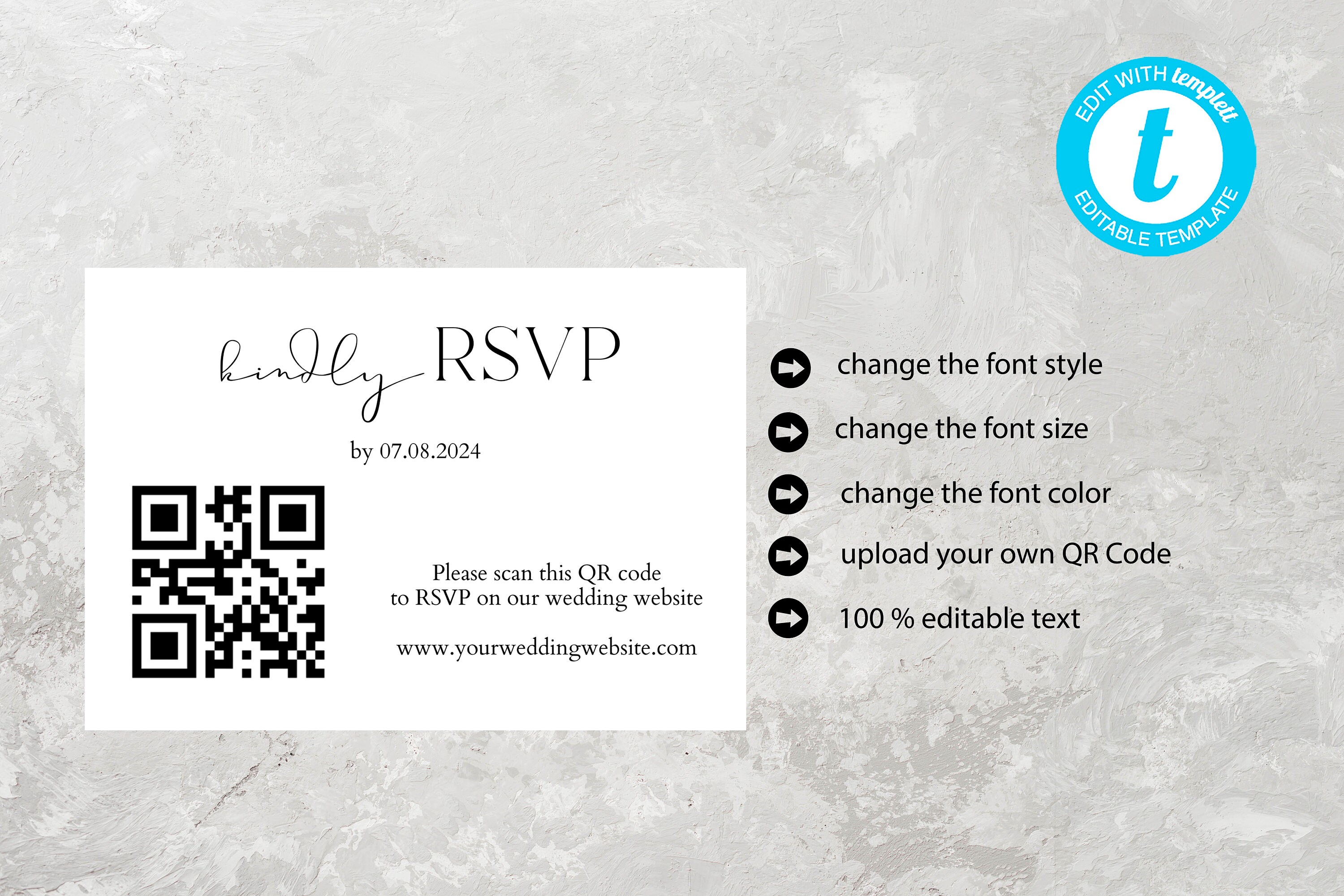RSVP Online QR Code Response Card Modern Wedding Reply Card - Etsy