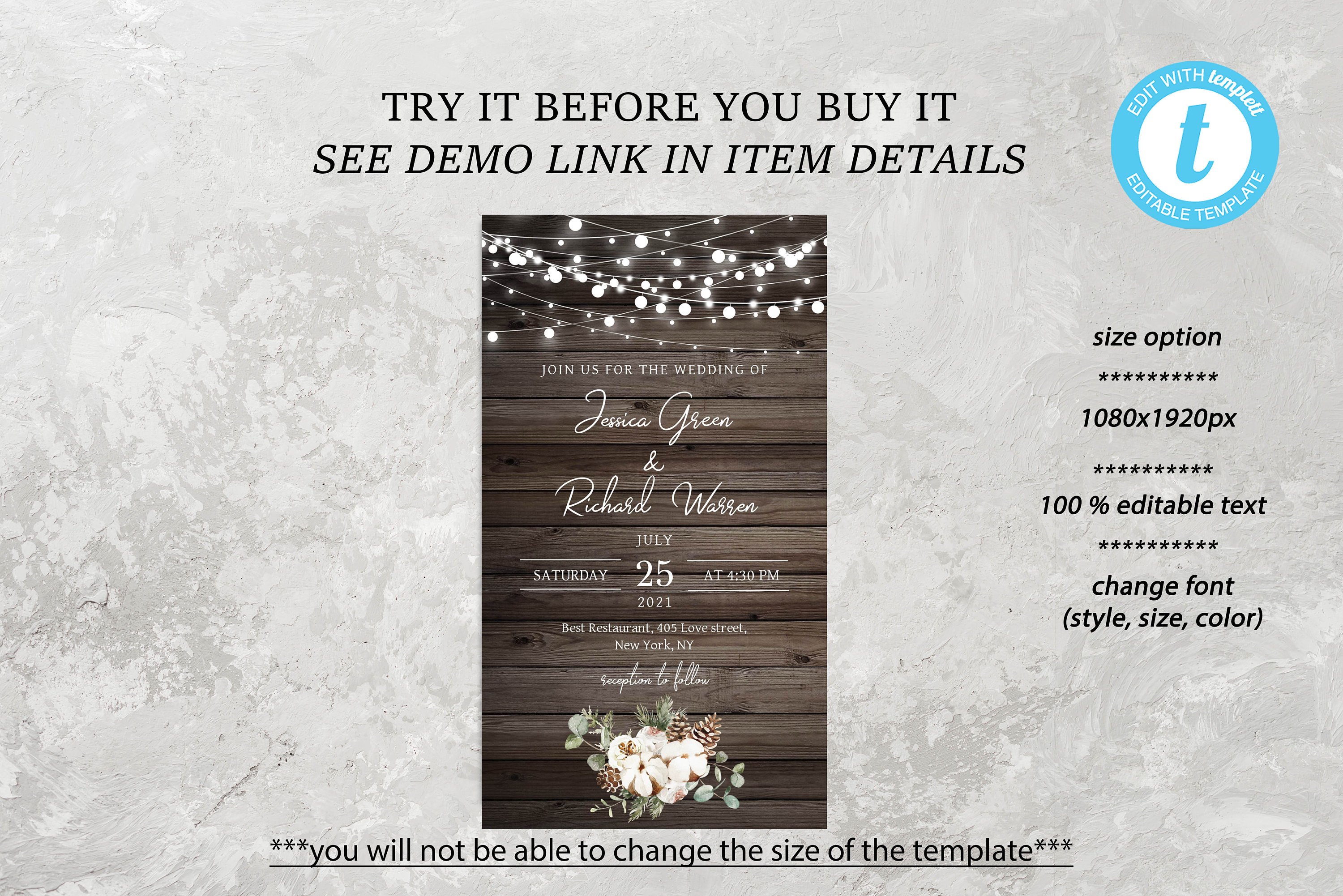 Digital Wedding Invitation Rustic Wedding Invite Country - Etsy