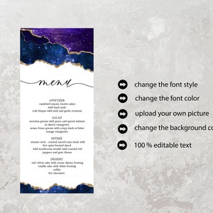 Menu Template Birthday, Menu Card Galaxy, Menu Card Fairytale Decor ...