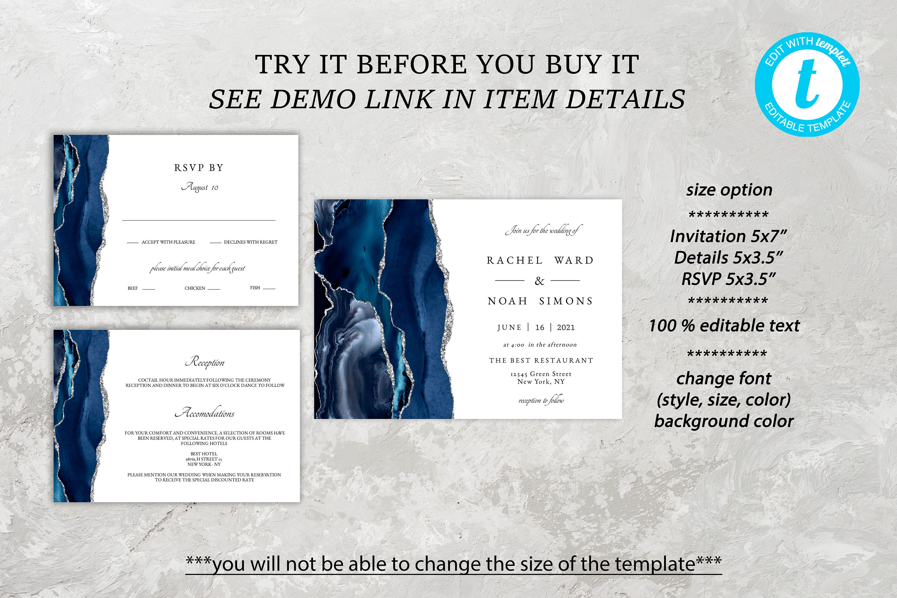 Wedding Invitation Set Template Wedding Invitation Suite - Etsy