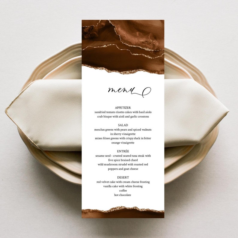 Desert and Gold Menu Card Template Wedding Menu Card Menu | Etsy