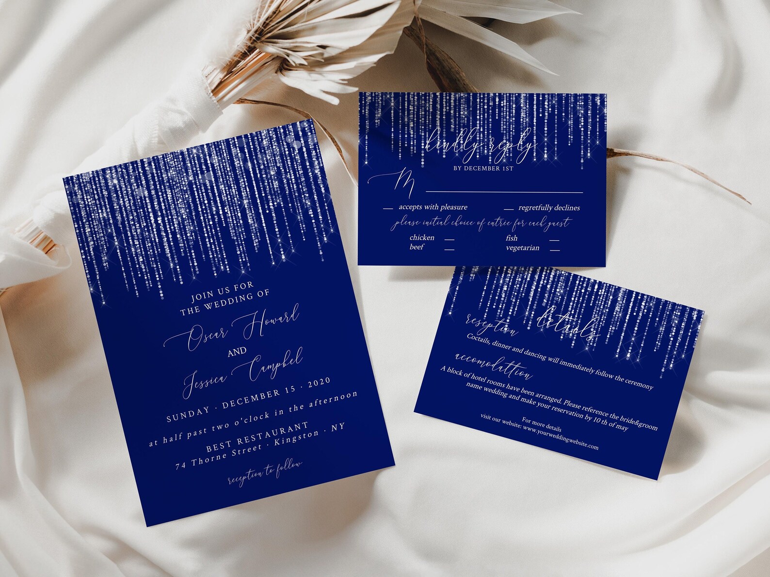 Blue and Silver Wedding Invitation Invitation Template Fairy - Etsy