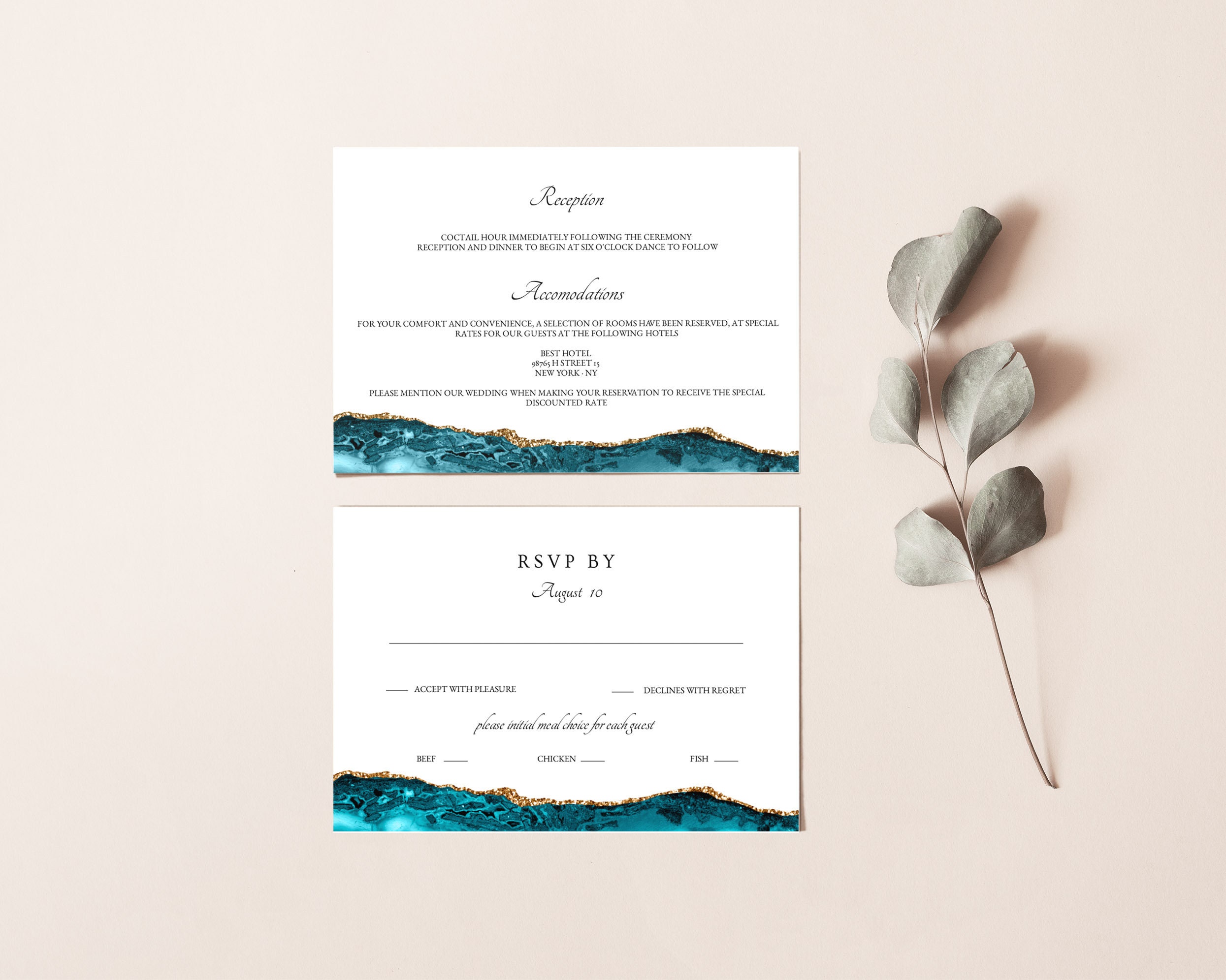 Turquoise Wedding Invitation Template Wedding Invitation Set - Etsy