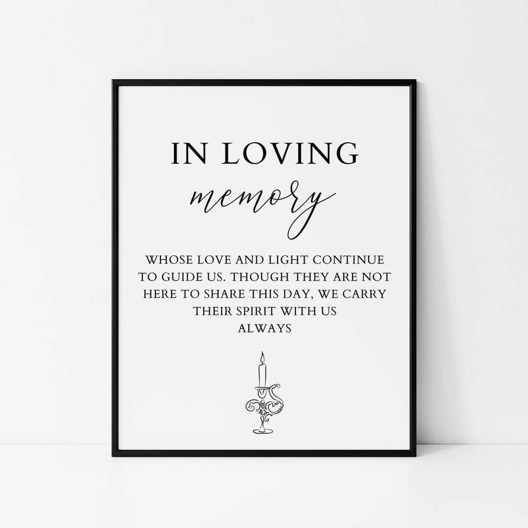Modern Minimalist in Loving Memory Sign, Memory Table Sign, Printable ...