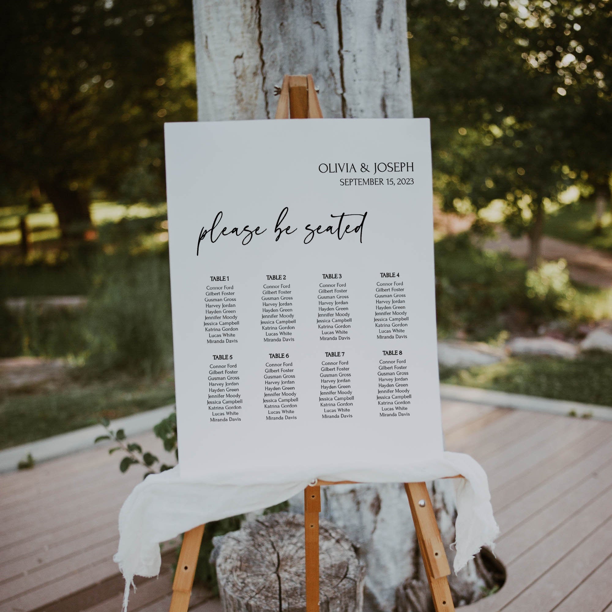 Wedding Seating Chart 8 Tables Seating Chart Template - Etsy