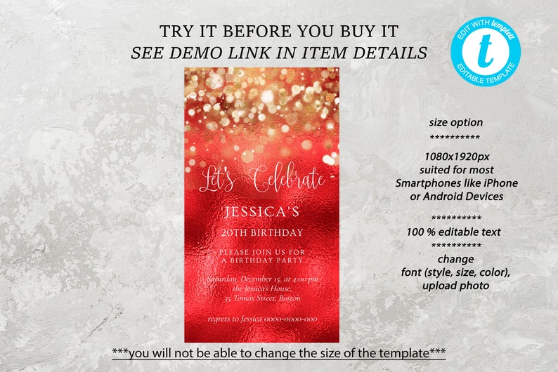 Electronic Digital Birthday Invitation Birthday Invite Phone - Etsy