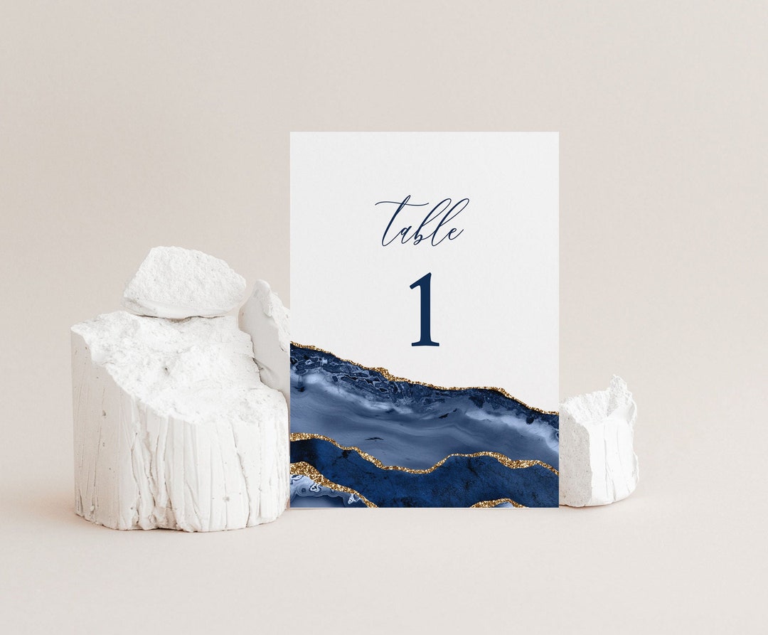 Wedding Table Number Template, Blue Wedding Table Number Template, Blue ...