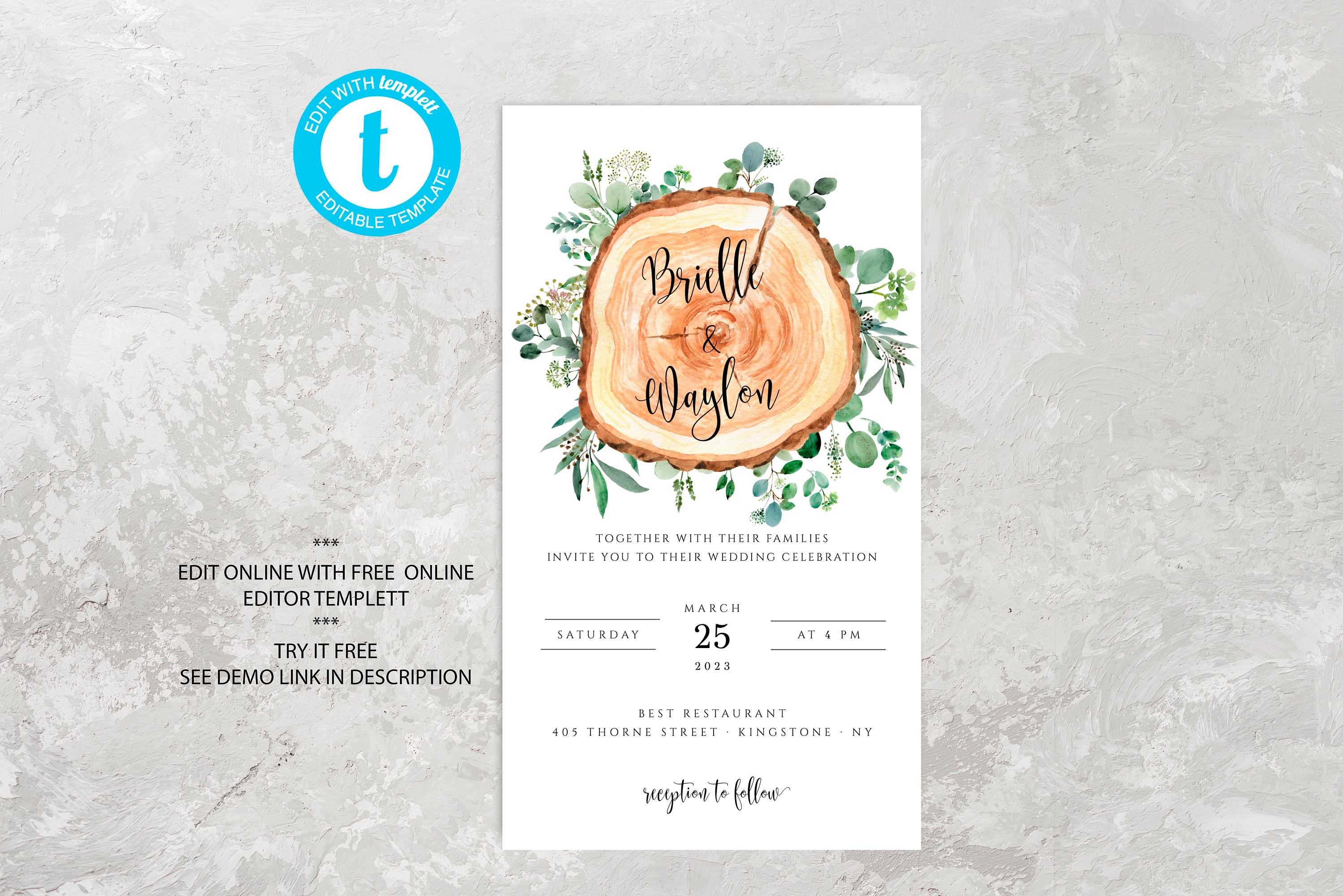 Rustic Electronic Wedding Invitation Woodland Wedding Invite | Etsy