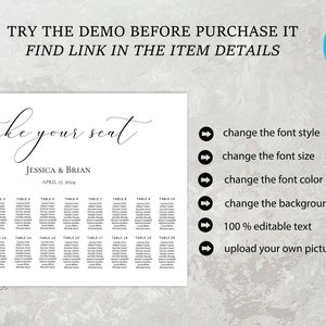 Wedding Seating Chart 20 Tables, Minimalist Seating Chart Template ...