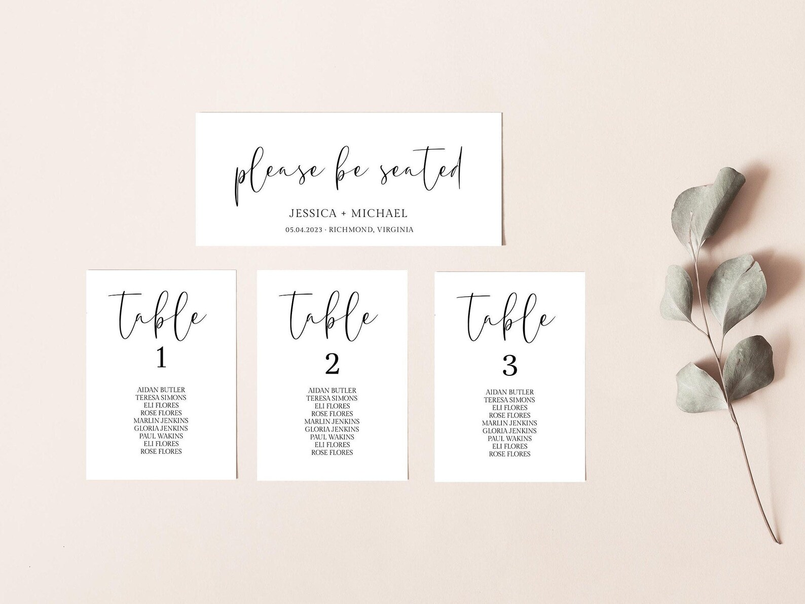 Wedding Seating Chart Cards Template Wedding Table Chart - Etsy