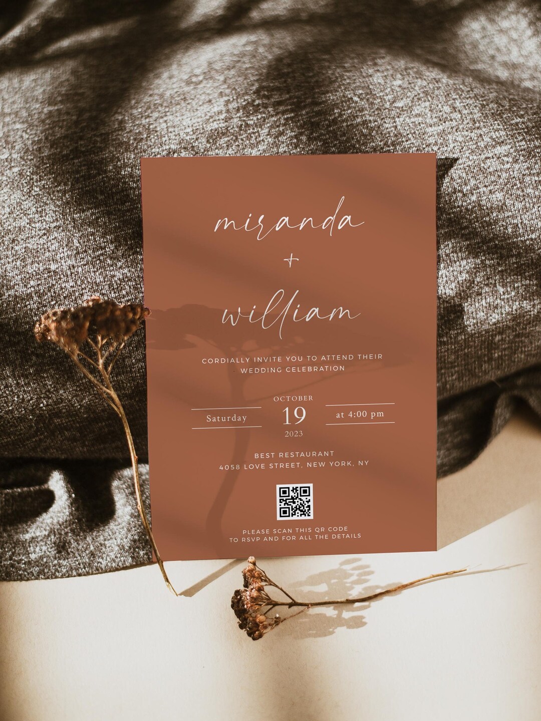 Invitación de boda terracota invitación de boda naranja - Etsy México