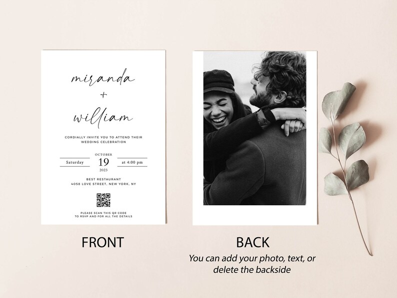 Elegant Minimalist QR Code Invitation Website Link Wedding - Etsy