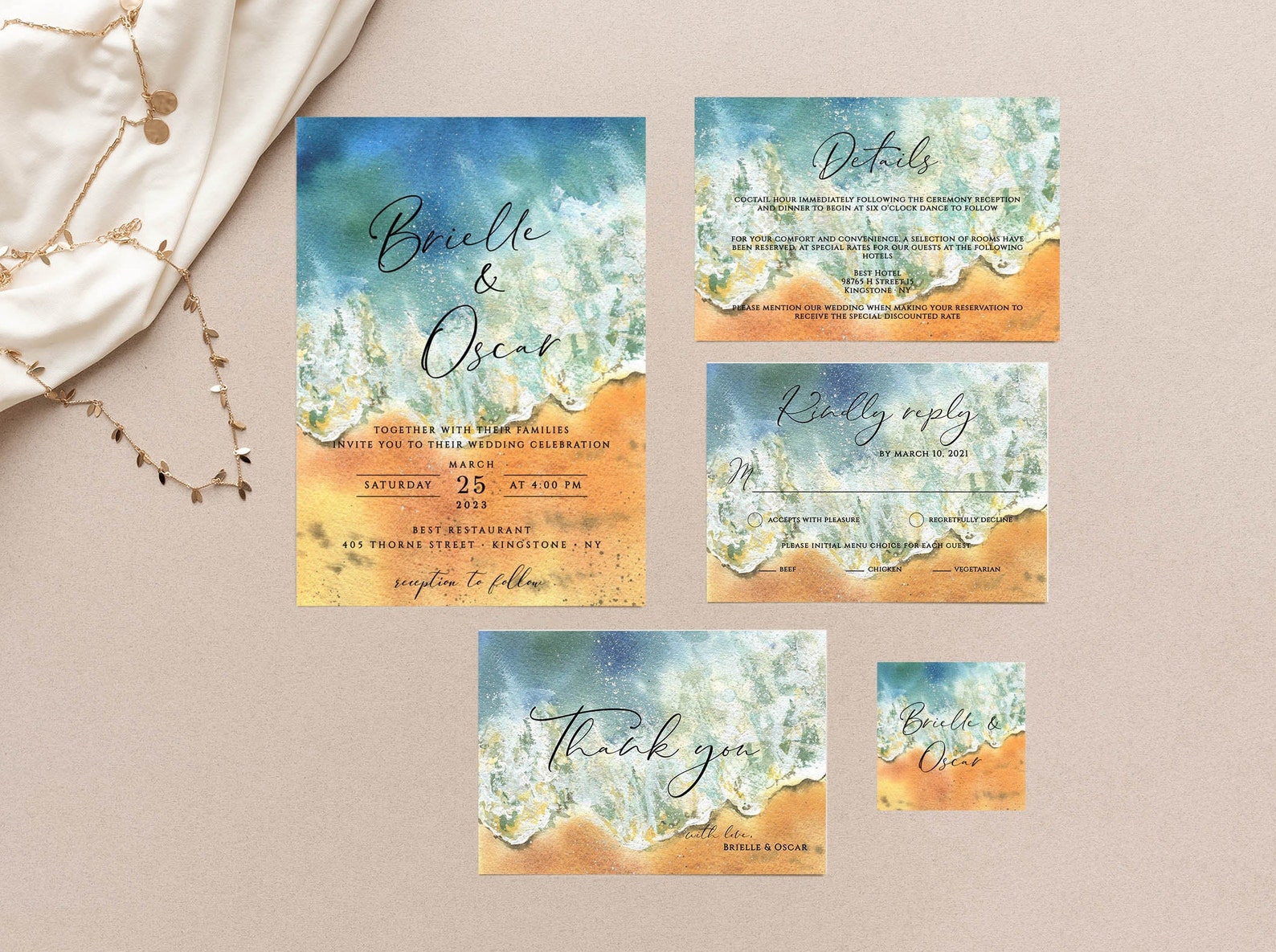 Wedding Invitation Beach Wedding Invitation Ocean Wedding | Etsy