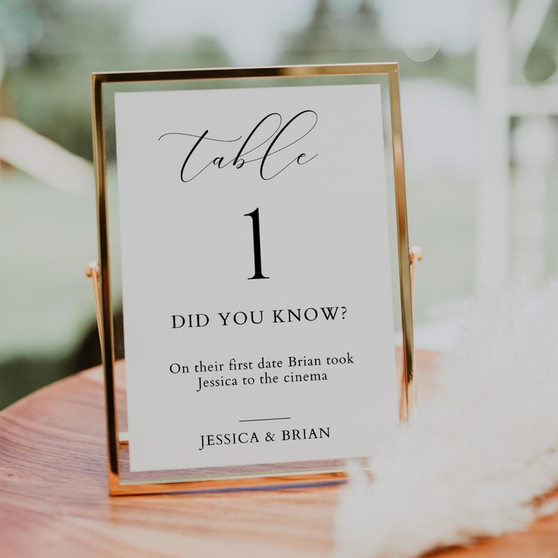 Table Number Card Template Did You Know Table Card Fun Facts - Etsy