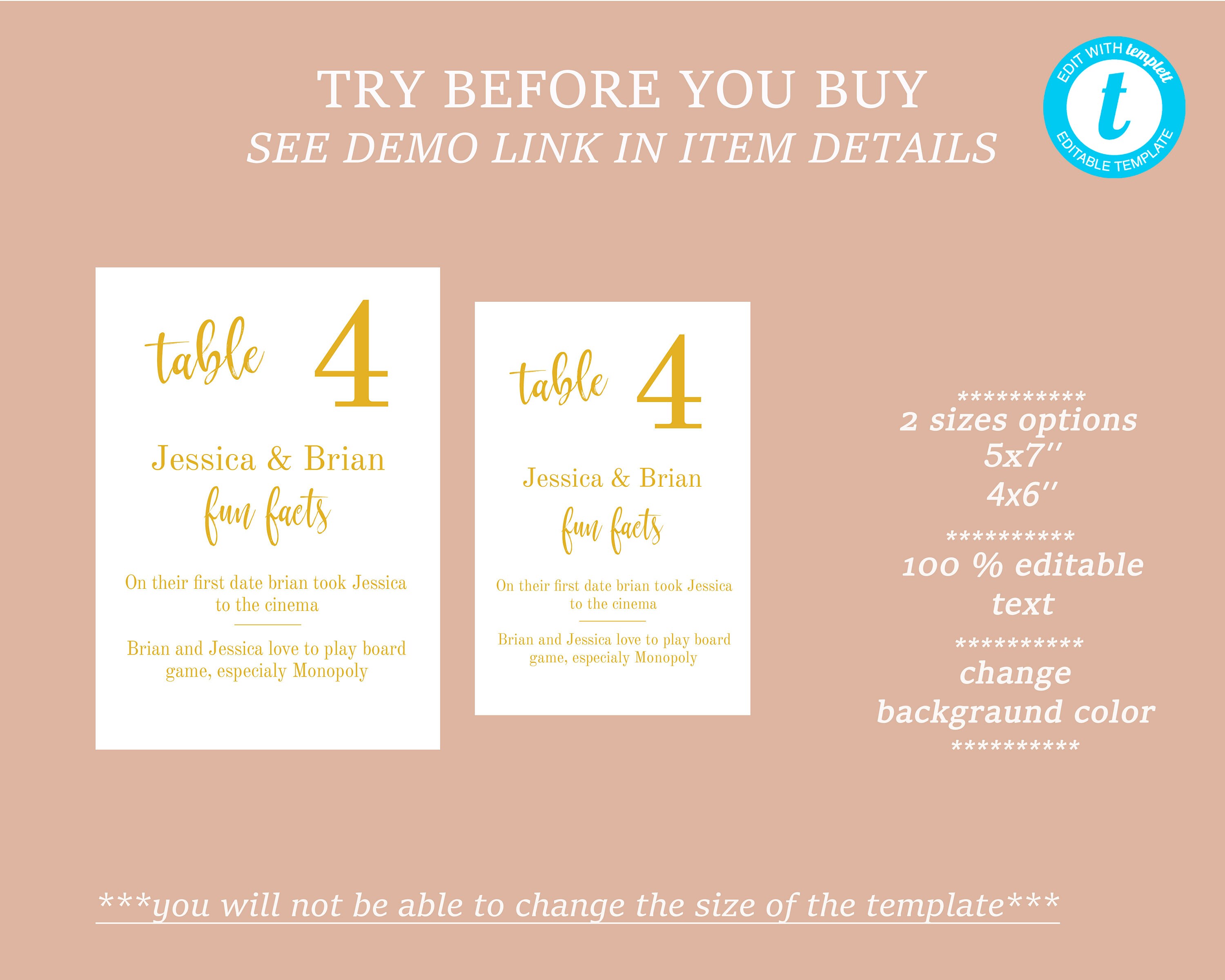 Fun Facts Wedding Cards Fun Facts Table Numbers Did You Know - Etsy Ireland