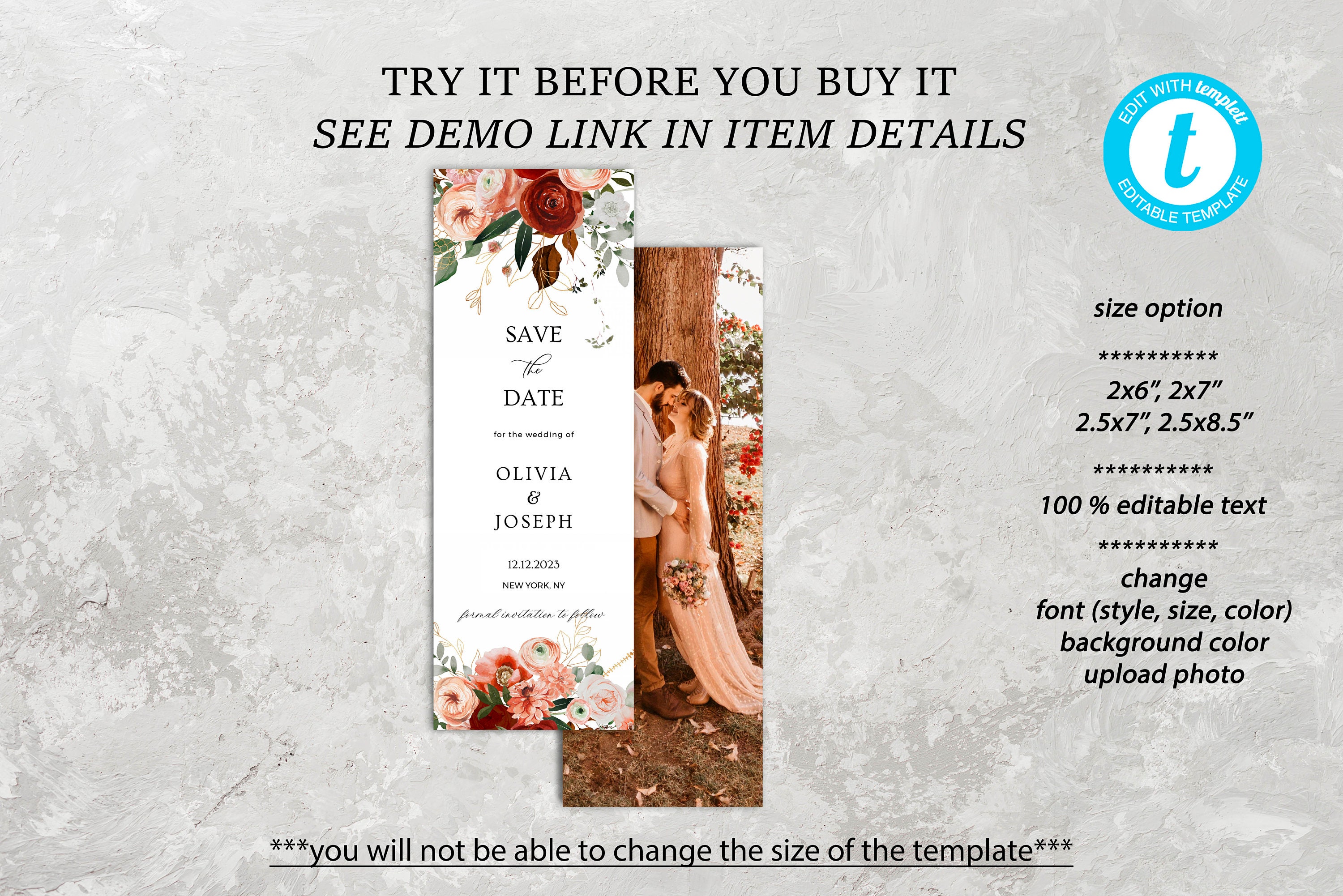 Save the Date Bookmark Save the Date Template Autumn Save | Etsy