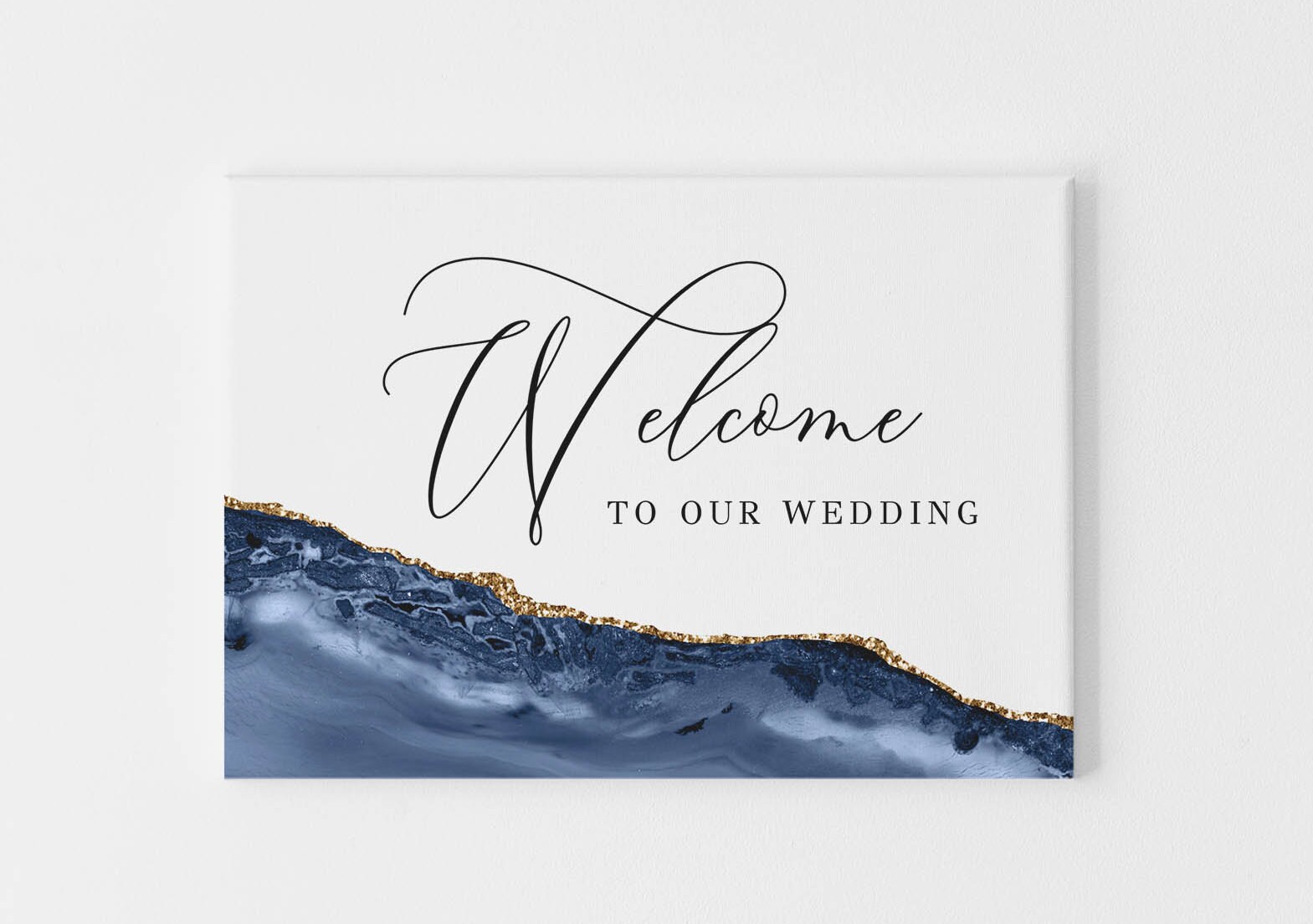 Welcome Wedding Sign Blue and Gold Wedding Welcome Sign - Etsy