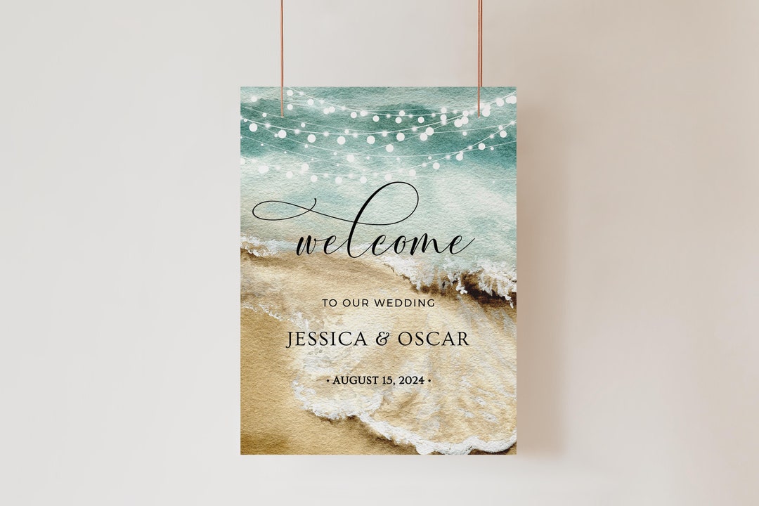 Beach Welcome Wedding Sign, Ocean Welcome Sign Printable, Summer ...