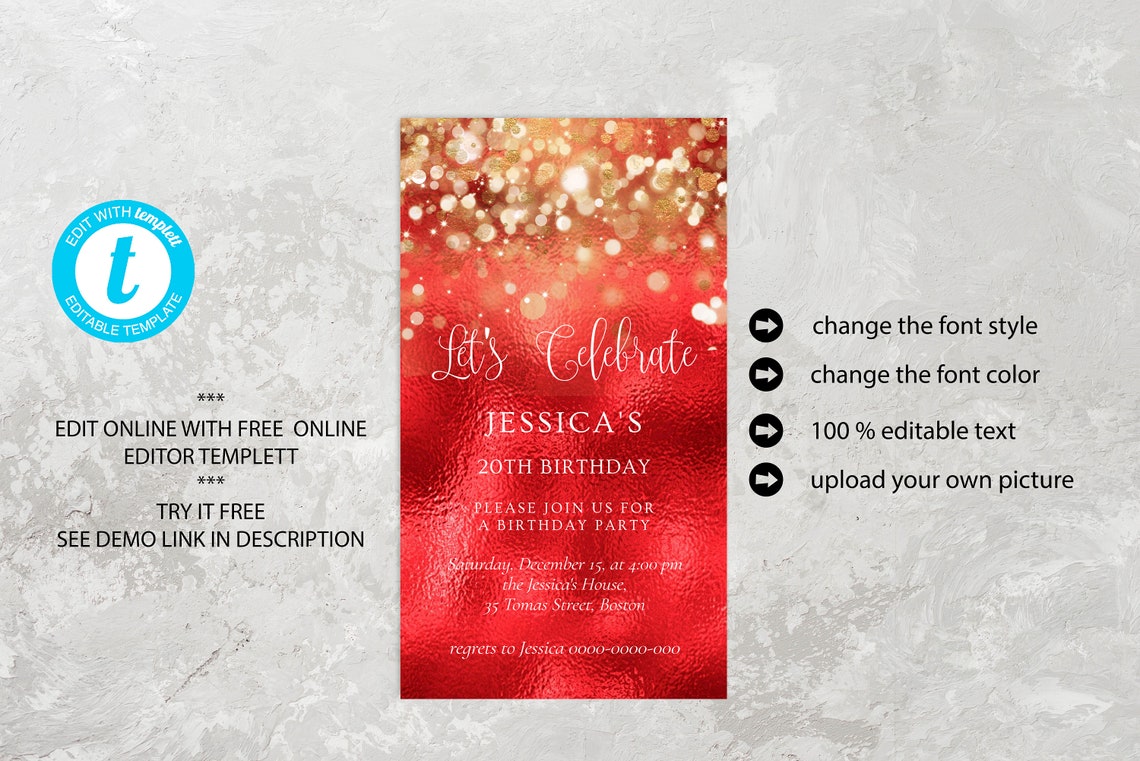 Electronic Digital Birthday Invitation Birthday Invite Phone - Etsy