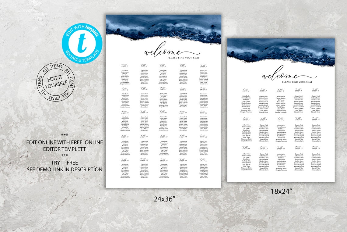Watercolor Wedding Seating Chart Template Wedding Seating - Etsy