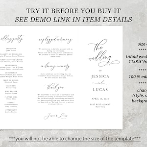 Tri-fold Wedding Program Template, Wedding Ceremony Program, Brochure ...