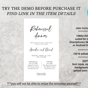 Digital Rehearsal Dinner Invitation, Electronic Invitation, Modern ...