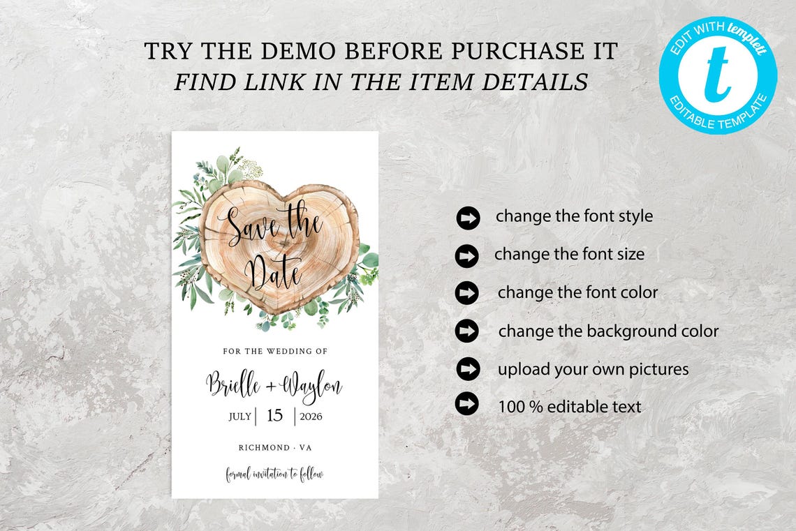 Rustic Wood Slice Save the Date: Country Barn Invitation (digital) - Etsy