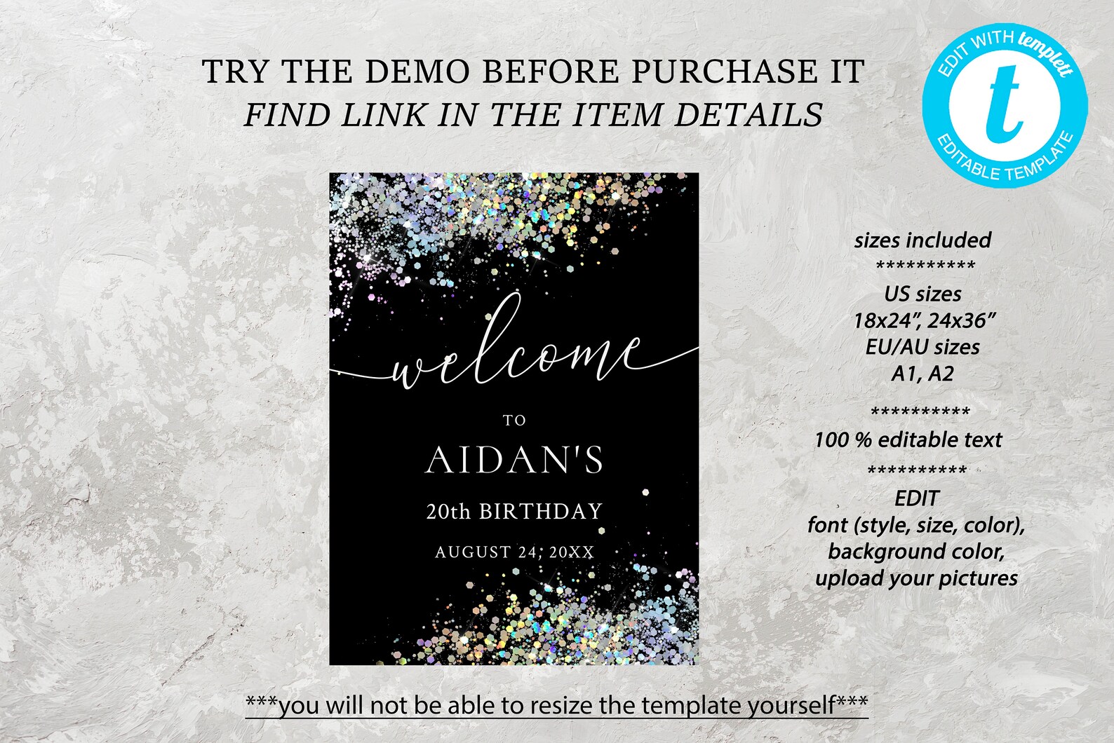 Glitter Welcome Sign Birthday Party Welcome Sign Welcome - Etsy