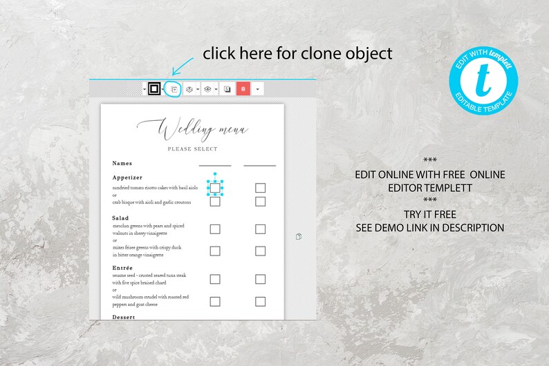 Wedding Menu Selection Card Menu Choice Card Wedding Menu - Etsy