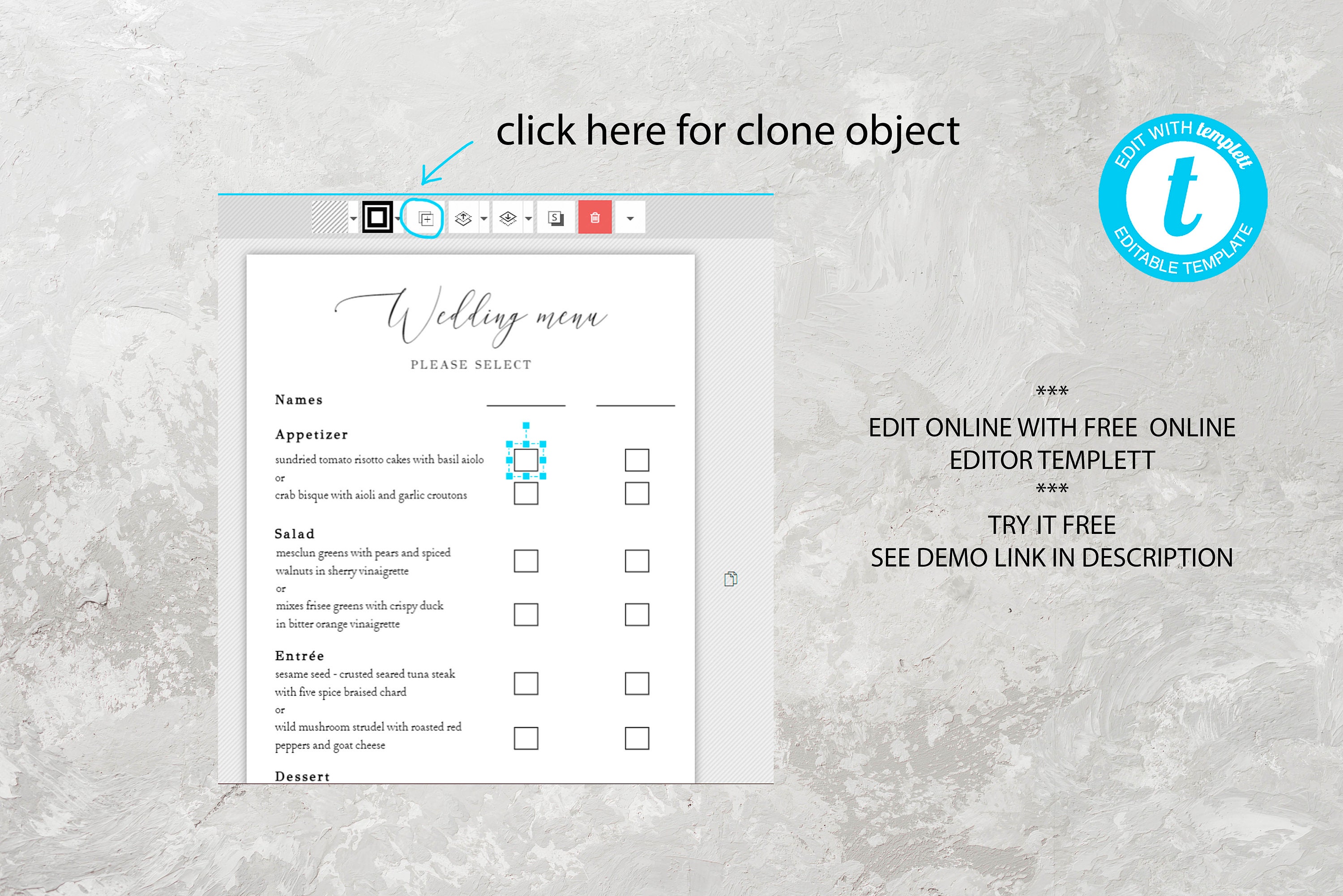 Wedding Menu Selection Card, Menu Choice Card, Wedding Menu Card ...